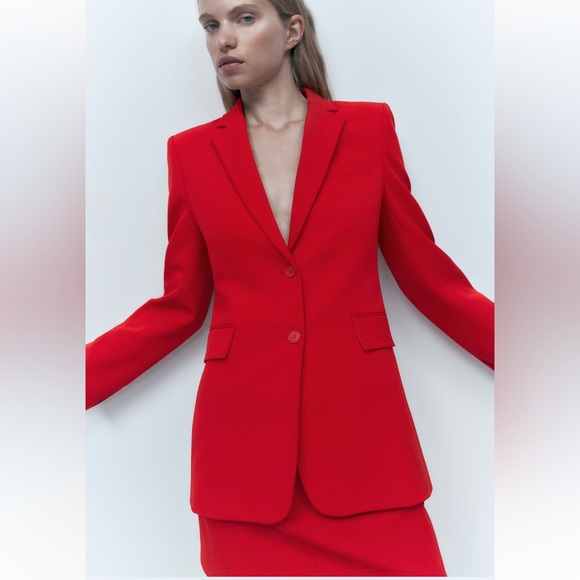 Zara | Jackets & Coats | Zara 2 Pieces Set Fitted Blazer With Pockets And Belt Loop Mini Skirt ...